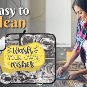 Dish Drying Mat for Kitchen Counter, Best Housewarming & Kitchen Gifts for New House, 16"x22",Absorbent Microfiber, Comes with Faucet Splash Catcher, Unique Design, Gift Box Ready-Wash Dishes