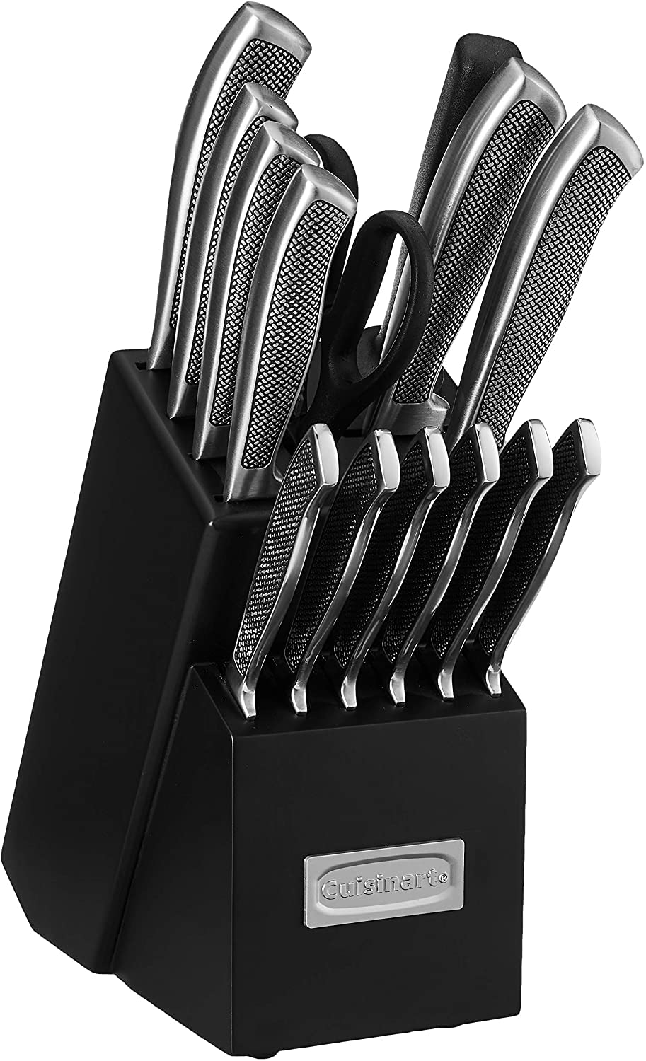 CUISINART Block Knife Set, 15pc Cutlery Knife Set with Steel Blades for Precise Cutting , Lightweight, Stainless Steel, Durable & Dishwasher Safe,C77SS-15P