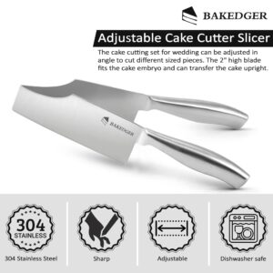 Bakedger Cake knife slicer and cutter server stainless steel serving knife for Birthday party Wedding and all the Events Pie slicer Pastries Divider Desserts Lever, Patent Pending