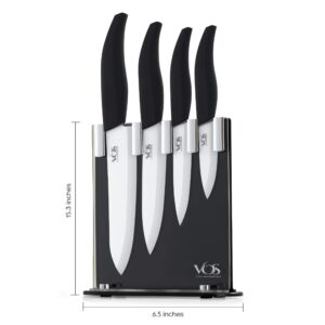 Vos Ceramic Knife Set, Ceramic Knives Set For Kitchen, Ceramic Kitchen Knives With Holder, Ceramic Paring Knife 3", 4", 5", 6" Inch Black