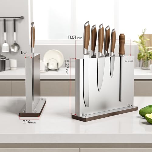 Magnetic Knife Block, Stainless Steel Magnetic Knife Holder,Power Magnetic Knife Block Without Knives Double Sided for Kitchen Knife Storage