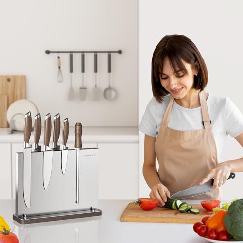 Magnetic Knife Block, Stainless Steel Magnetic Knife Holder,Power Magnetic Knife Block Without Knives Double Sided for Kitchen Knife Storage