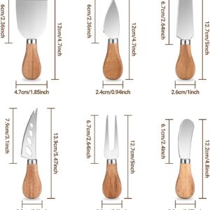 21Pcs/Pack Spreader Knife Set,Cheese Butter Spreader Knife Cheese Slicer Knife Stainless Steel Blade with Wooden Handles Mini Serving Tongs Spoons and Forks (Option 1)