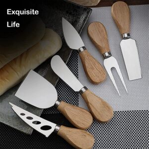 21Pcs/Pack Spreader Knife Set,Cheese Butter Spreader Knife Cheese Slicer Knife Stainless Steel Blade with Wooden Handles Mini Serving Tongs Spoons and Forks (Option 1)