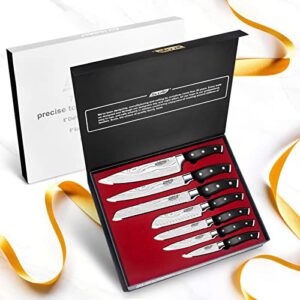 SCOLE® Chef Knife Ultra Sharp Kitchen Knife Set 7-Piece, Premium German 1.4116 Stainless Steel Chefs Knife Set, Ergonomic Handle Professional Knives Set for Kitchen with Gift Box