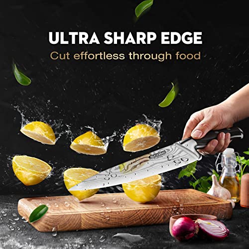 SCOLE® Chef Knife Ultra Sharp Kitchen Knife Set 7-Piece, Premium German 1.4116 Stainless Steel Chefs Knife Set, Ergonomic Handle Professional Knives Set for Kitchen with Gift Box