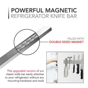 Modern Innovations 10 Inch Magnetic Knife Holder for Refrigerator, Magnetic Knife Holders for Fridge or Kitchen Wall No Drilling, Magnet Strips for Knives & Metal Utensils, Tool Rack, Stainless Steel