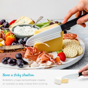 Dreamfarm Knibble Lite | Non-Stick Cheese Knife with Stainless Steel Forks | Multi-Functional Kitchen Knife with Unique Ridged Blade | Perfect for Slicing, Spreading and Serving | Yellow