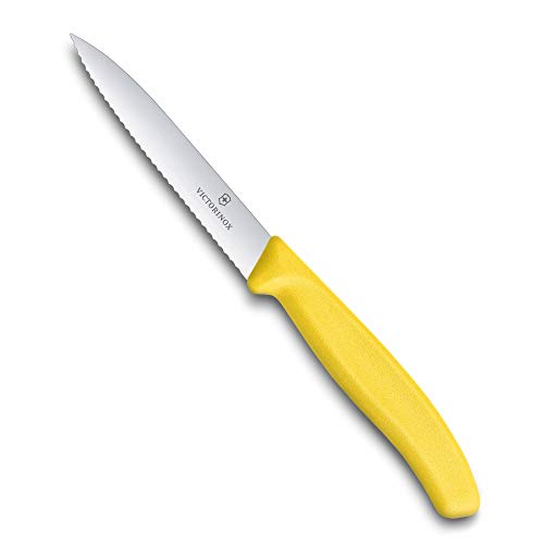 Victorinox 6.7736.L8 Swiss Classic Paring Knife for Cutting and Preparing Fruit and Vegetables Serrated Blade in Yellow 3.9 inches