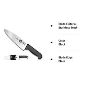 Victorinox Swiss army, Fibrox Straight Edge Chef's Knife, 8-Inch, Black, With Victorinox Cutlery BladeSafe for 8-Inch to 10-Inch Knife Blades. Combo pack