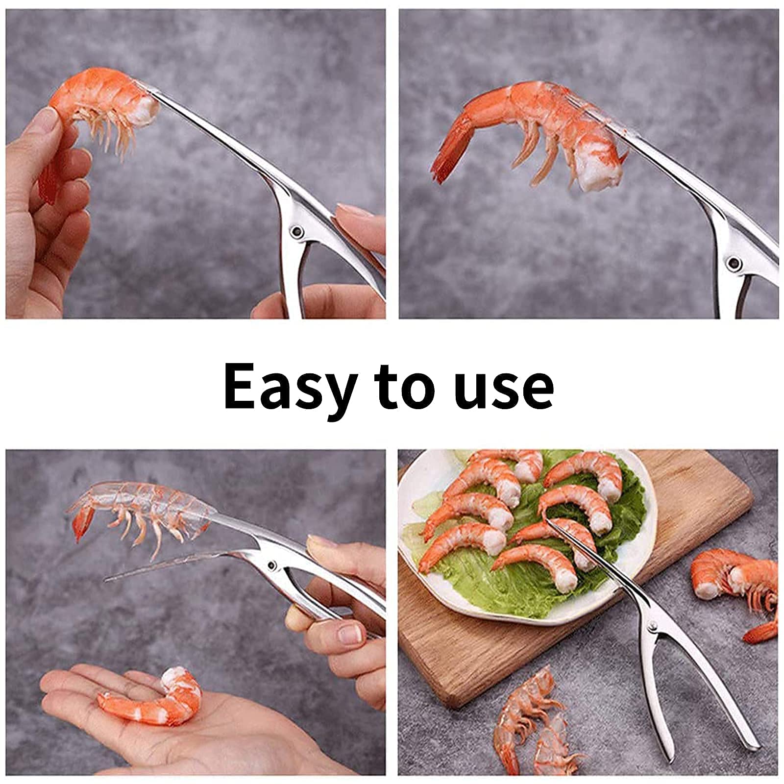 4 PCS Shrimp Deveiner Tool and Peeler, Stainless Steel Shrimp Peeler and Shrimp Cleaner Knife, Easy to Use Shrimp Deveiner, Kitchen Tools