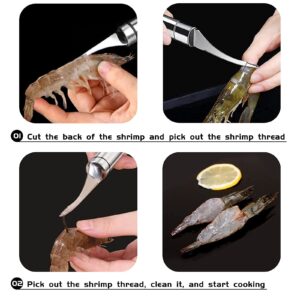 4 PCS Shrimp Deveiner Tool and Peeler, Stainless Steel Shrimp Peeler and Shrimp Cleaner Knife, Easy to Use Shrimp Deveiner, Kitchen Tools