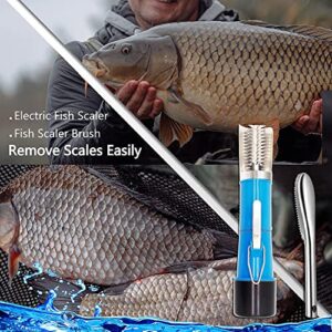 Electric Fish Scaler Set，Powerful Fish Scaler Remover with 2600mAh rechargeable batteries，Fish Cordless Dynamic Fish Scaler Easily Remove fishscales without Fuss Or Mess