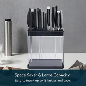 KITCHENDAO XL Universal Knife Block Holder without Knives, Detachable for Easy Cleaning, Extra Slots for Scissors and Sharpening Rod, For Safe, Space Saver Knife Storage, Unique Slot to Protect Blades