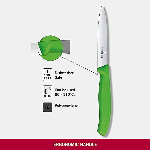 Victorinox 6.7706.L114 Swiss Classic Paring Knife for Cutting and Preparing Fruit and Vegetables Straight Blade in Green, 3.9 inches