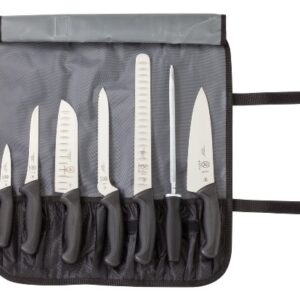 Mercer Culinary Millennia 8-Piece Knife Roll Set, Black Handles