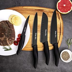 Knife Set, 16 Piece Kitchen Knives Set with Block, High Carbon Stainless Steel for Anti-rusting Knife Block Sets, Acrylic Stand for Black Chef Knife Steak Knives with Peeler Scissors,Dishwasher Safe