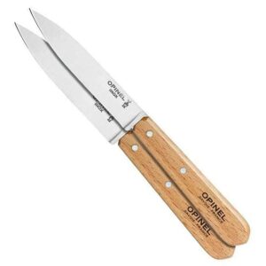 opinel no. 112 paring knives 2 piece set, high carbon steel everyday use prep knives for chopping, peeling, slicing, trimming, stabilized sustainably harvested beechwood handles, made in france