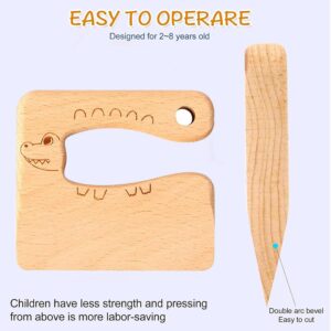 6 Pieces Kids Knife Set Include Wooden Toddler Knive Kids Safe Knifes for Real Cooking Kids Knifes Plastic Serrated Edges Children Knife Potato Slicers Cooking Knives for Kitchen