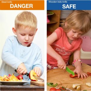 6 Pieces Kids Knife Set Include Wooden Toddler Knive Kids Safe Knifes for Real Cooking Kids Knifes Plastic Serrated Edges Children Knife Potato Slicers Cooking Knives for Kitchen