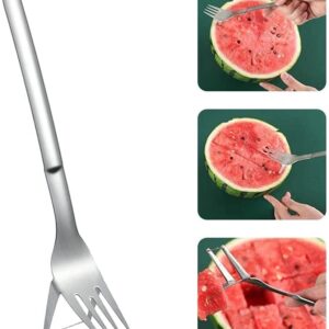 2 Pack 2-in-1 Watermelon Fork Slicer, Watermelon Slicer Cutter Tool for Family Party, Summer Watermelon Cutting Artifact, Fruit Vegetable Tools, Stainless Steel Fruit Forks Slicer Knife for Camping