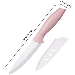 3 Pieces Ceramic Knife Set, 4 inch paring knife Sharp and Durable Fruit Knives with Sheath Covers,Used for Cooking Vegetable Fruit Bread and Meats