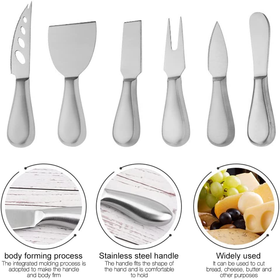 Clarmonde Premium Stainless Steel Cheese Tool Set - 6 Piece Cheese Knife Set - Cut, Spread All Your Favorite Cheeses