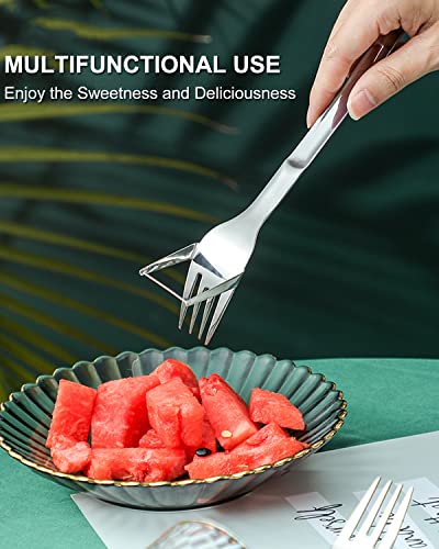 Watermelon Slicer Cutter, 2-in-1 Watermelon Fork Slicer, Stainless Steel Cutting Fork Artifact, Fruit Watermelon Carving and Cutting for Home Party (1)