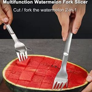 Watermelon Slicer Cutter, 2-in-1 Watermelon Fork Slicer, Stainless Steel Cutting Fork Artifact, Fruit Watermelon Carving and Cutting for Home Party (1)