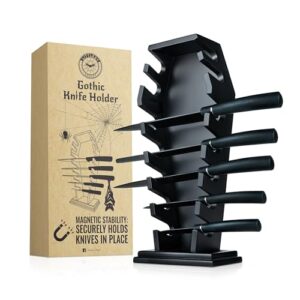 littlesy coffin knife holder with 14 magnets- gothic kitchen decor goth kitchen accessories & gothic knife holder gothic home decorations （without knives）