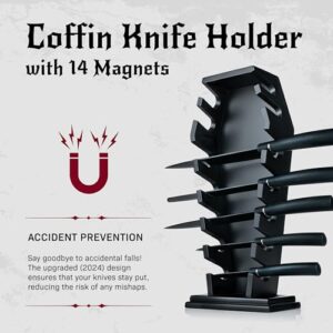 Littlesy Coffin knife holder with 14 Magnets- Gothic Kitchen decor Goth kitchen accessories & gothic knife holder Gothic home decorations （Without Knives）