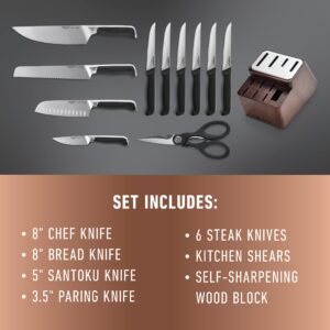 Calphalon Premier SharpIN Knife Set with Sharpening Knife Block, 12-Piece Carbon Steel Kitchen Knife Set