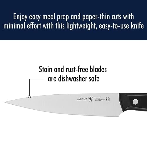 HENCKELS Solution Razor-Sharp 6-inch Utility Knife, Tomato Knife, German Engineered Informed by 100+ Years of Mastery, Black/Stainless Steel