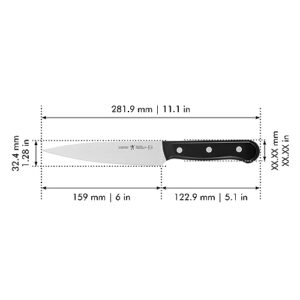 HENCKELS Solution Razor-Sharp 6-inch Utility Knife, Tomato Knife, German Engineered Informed by 100+ Years of Mastery, Black/Stainless Steel