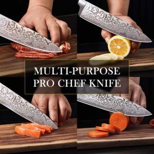 MICHELANGELO Super Sharp Professional Chef's Knife with Etched Pattern, High Carbon Stainless Steel Japanese Knife, Chef Knife for Kitchen