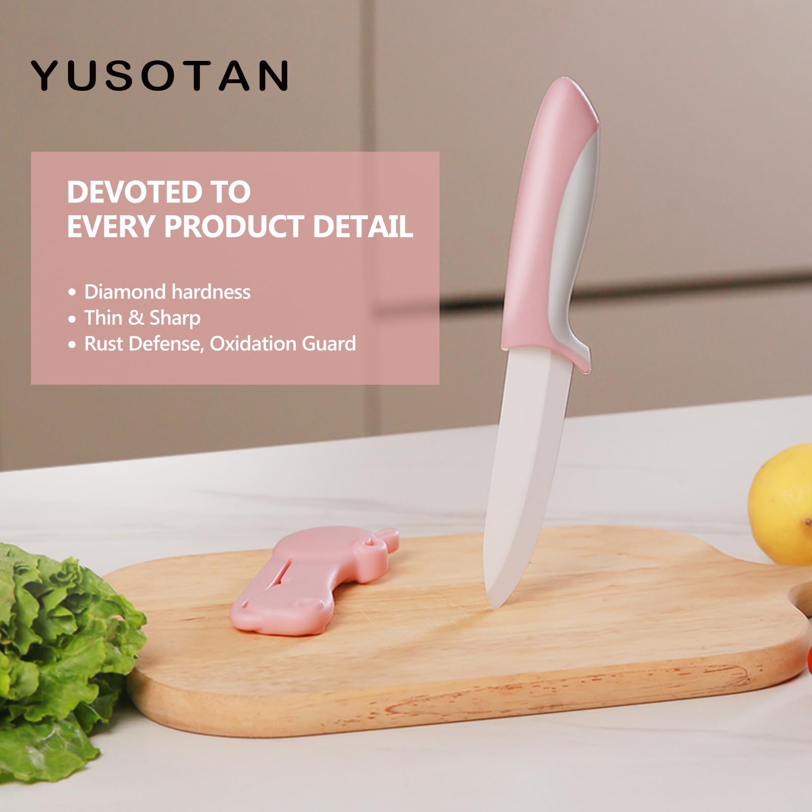 YUSOTAN Ceramic Paring Knife - 4-Inch with Sharp Ceramic Blade and Unique Hippopotamus Cover - Handle Fruit and Vegetables Kitchen Knife(Green)