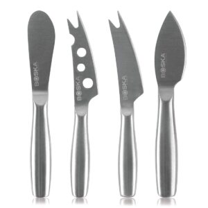 boska stainless steel cheese 4 knife set - mini copenhagen knives for all types of cheese - silver non-stick - dishwasher safe - for kitchen cooking