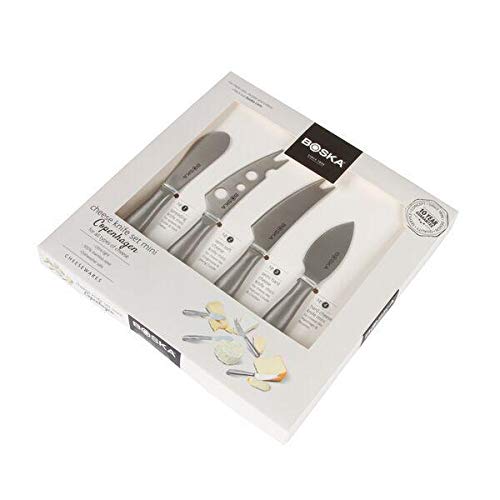 Boska Stainless Steel Cheese 4 Knife Set - Mini Copenhagen Knives For All Types of Cheese - Silver Non-Stick - Dishwasher Safe - For Kitchen Cooking