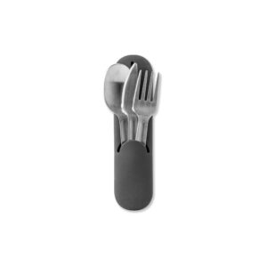 W&P Porter Stainless Steel Utensils with Silicone Carrying Case | Charcoal | Spoon, Fork & Knife for Meals on the Go | Portable and Compact Set