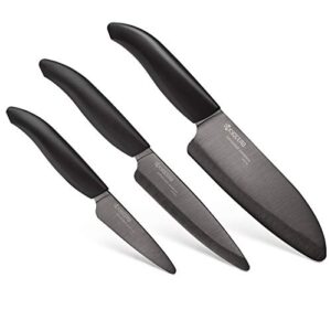 kyocera fk-3pc-bkbk ceramic advanced knife set, 5.5" 4.5" 3", black handle with black blade