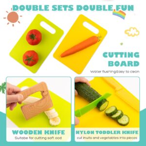 Liberal Brightdeer 17 Pcs Montessori Kitchen Tools for Toddlers-Kids Cooking Sets Real-Toddler Safe Knives Set for Real Cooking with Toddler Safe Knives Crinkle Cutter Kids Cutting Board.