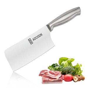 adcodk cleaver knife-chinese chef sharp knife butcher vegetable meat cutting slicing asian kitchen knife stainless steel hollow handle