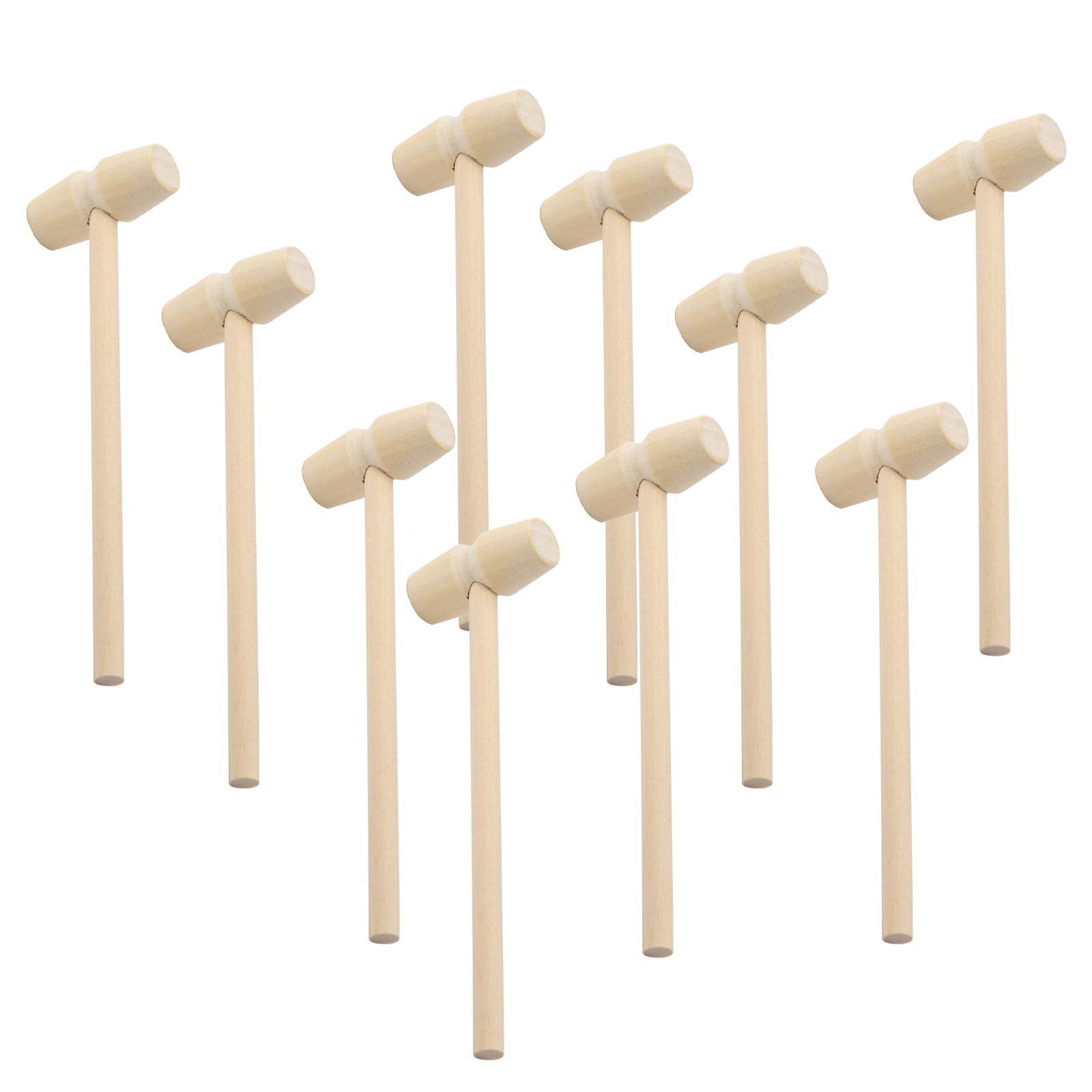 TOYMIS 10Pcs Wooden Crab Mallets Seafood Shellfish Hammers Dessert Making Mallet for Cracking Chocolate Seafood Shell, Small Wooden Mallets