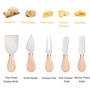 Samilcsp Cheese Knife Set for Charcuterie Board Accessories, Stainless Steel Spreader Knife Set with Serving Tongs, Spoons, Forks, Honey Dippers, Bamboo Picks for Cheese Board