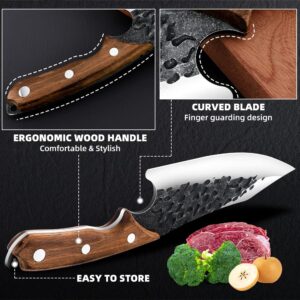 Upgraded Chef Knife High Carbon Stainless Steel Professional Kitchen Cooking Knife with Sheath and Ergonomic Handle - Ultra Sharp Meat Cleaver Chopping Knife for Home Outdoor or Camping (Black-002)