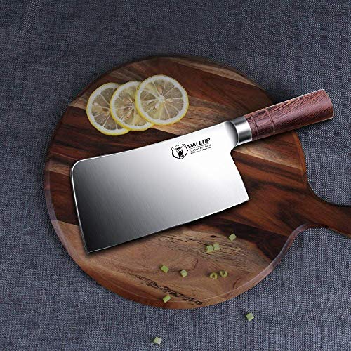 WALLOP Bone Chopper - 7.5 inch Meat Cleaver Knife Bone Chopping Knife Chinese Chef Knife Butcher Knife, German Stainless Steel Ergonomic Wenge Wood Handle for Home Kitchen or Restaurant