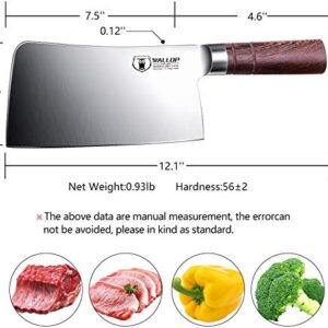 WALLOP Bone Chopper - 7.5 inch Meat Cleaver Knife Bone Chopping Knife Chinese Chef Knife Butcher Knife, German Stainless Steel Ergonomic Wenge Wood Handle for Home Kitchen or Restaurant