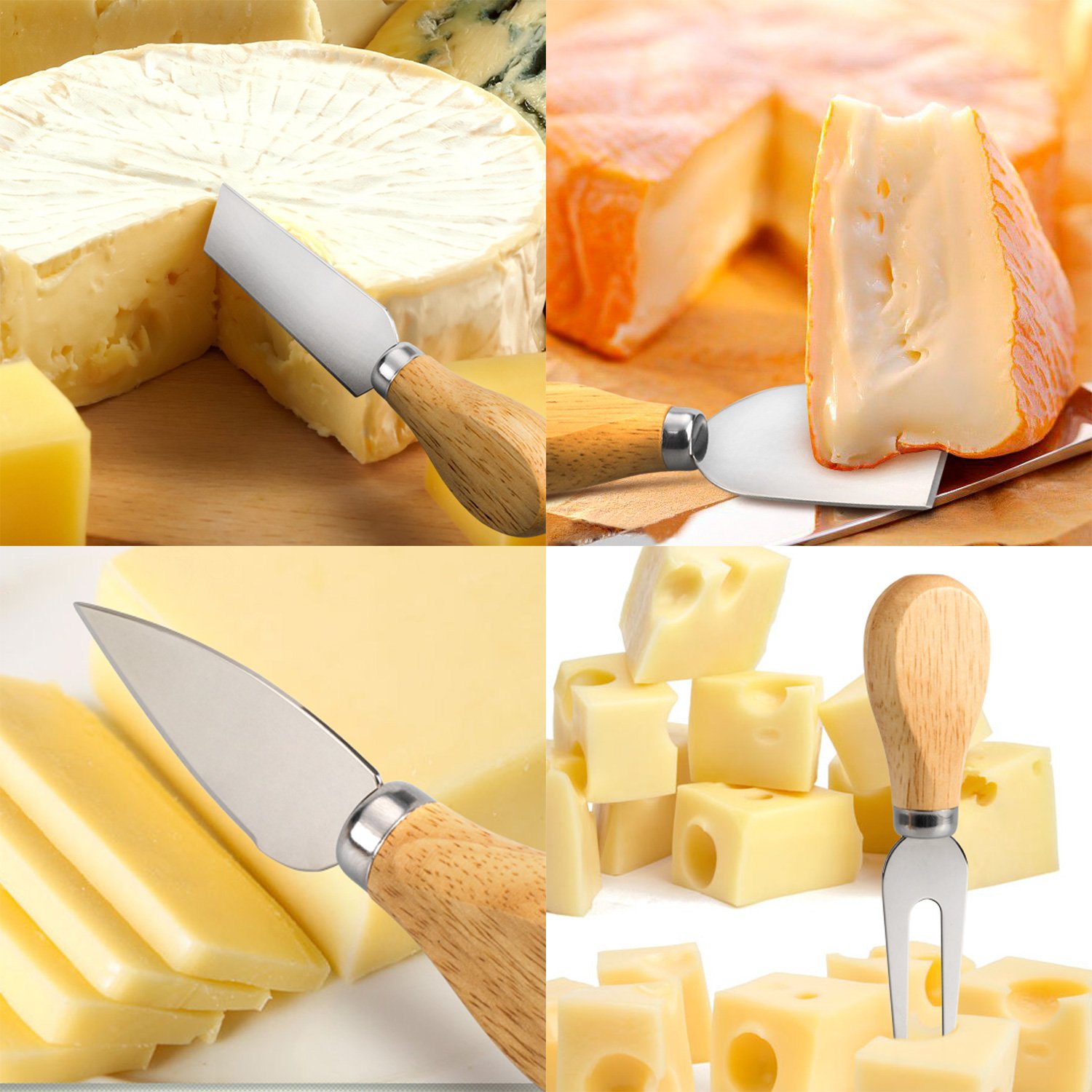 YXChome Cheese Knives Set of 8-2 Cheese Knife, 2 Cheese Fork, 2 Cheese Slicer, 2 Butter Knife – Premium Mini Stainless Steel Cheese Knives - Cheese Knife Set for Charcuterie Board