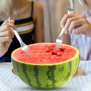 2Pcs Watermelon Fork Slicer Cutter, Stainless Steel 2-in-1 Watermelon Fork Slicer, Portable Watermelon Fork Watermelon Cutter Slicer Tool Fruit Forks Slicer for Home Party Camping Kitchen Gadget