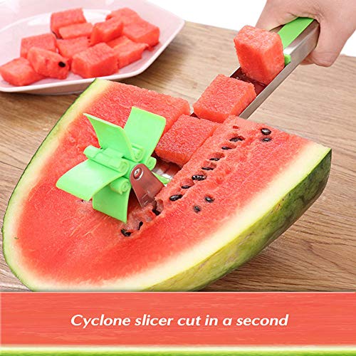 Watermelon Windmill Cutter Slicer [Original] - Weetiee Auto Stainless Steel Melon Cuber Knife - Fun Fruit Vegetable Salad Quickly Cut Tool, Best Gift For Girls Mom Friends, Must Have Kitchen Gadget